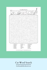 Cat Word Search - Free Printable Word Search