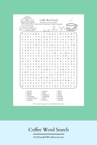 Coffee Word Search - Free Printable Word Search
