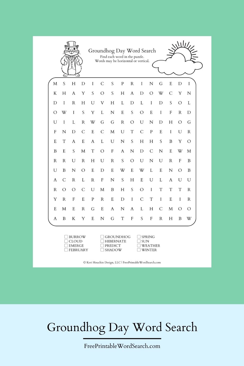 Groundhog Day Word Search - Free Printable Word Search