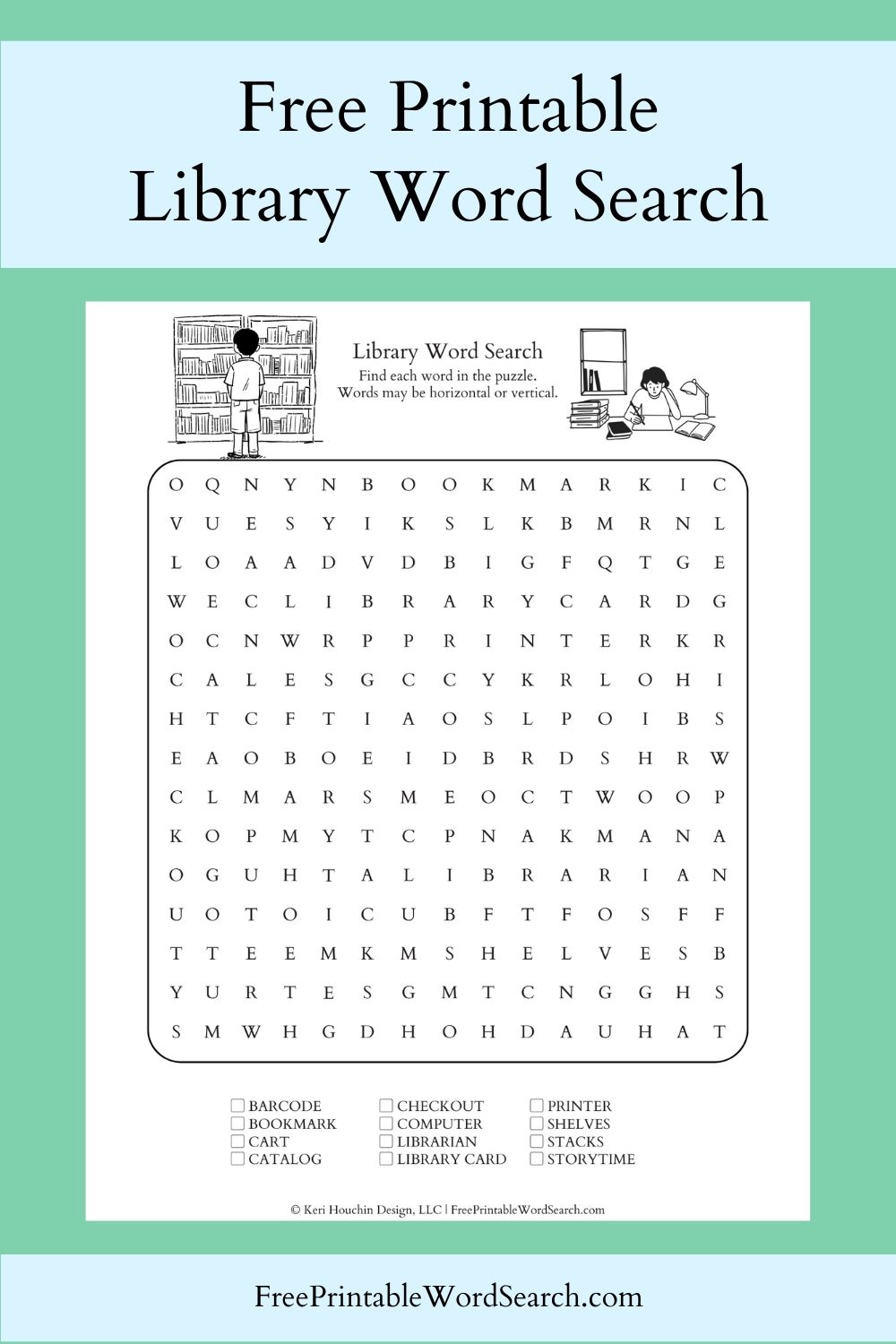 Library Word Search - Free Printable Word Search
